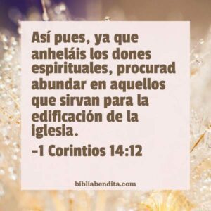 Explicación 1 Corintios 14:12. 'Así pues, ya que anheláis los dones espirituales, procurad ...