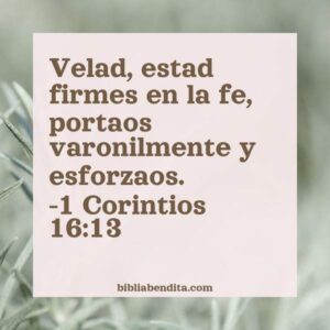 Explicación 1 Corintios 16:13. 'Velad, estad firmes en la fe, portaos varonilmente y esforzaos ...