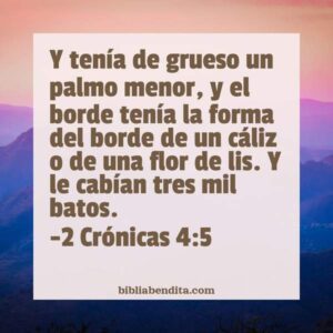 Explicación 2 Crónicas 4:5. 'Y tenía de grueso un palmo menor, y el ...