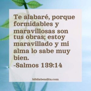 Explicación Salmos 139:14. 'Te alabaré, porque formidablesy maravillosas son tus obras; estoy ...